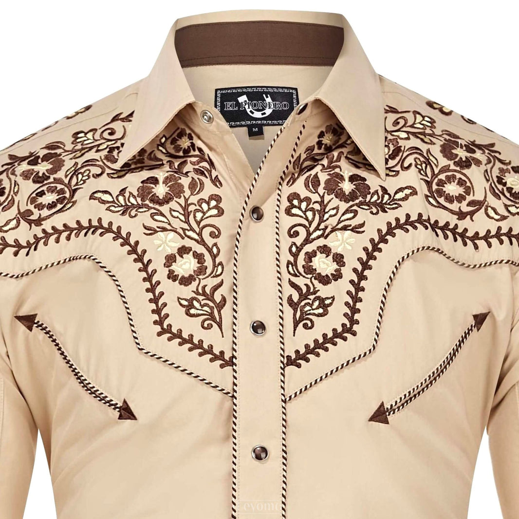 Men’s Western Embroidered Pearl Snap Shirts | Cowboy Rodeo Style – Leyoma
