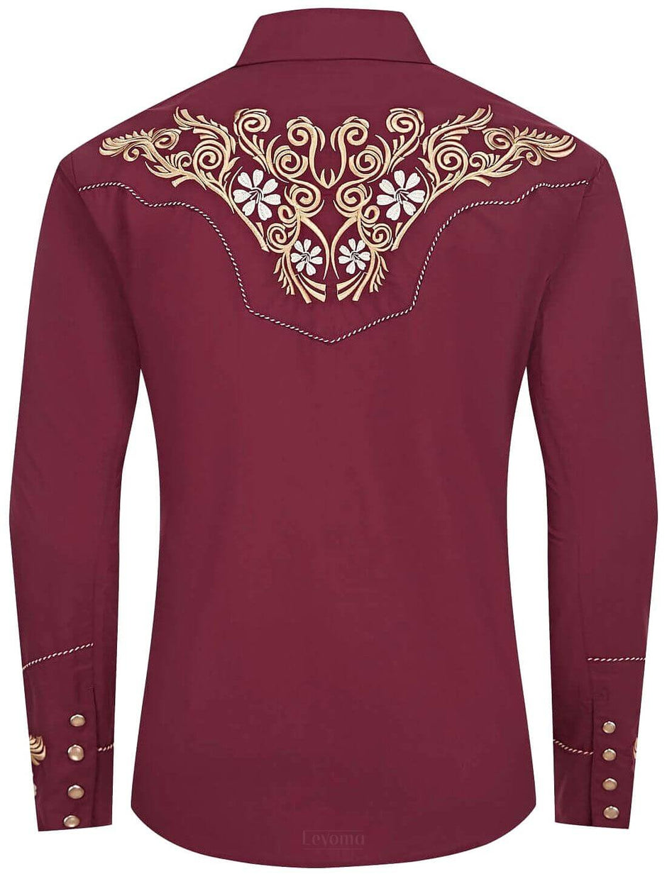 Mens Embroidered Western Pearl Snap Shirts – Leyoma