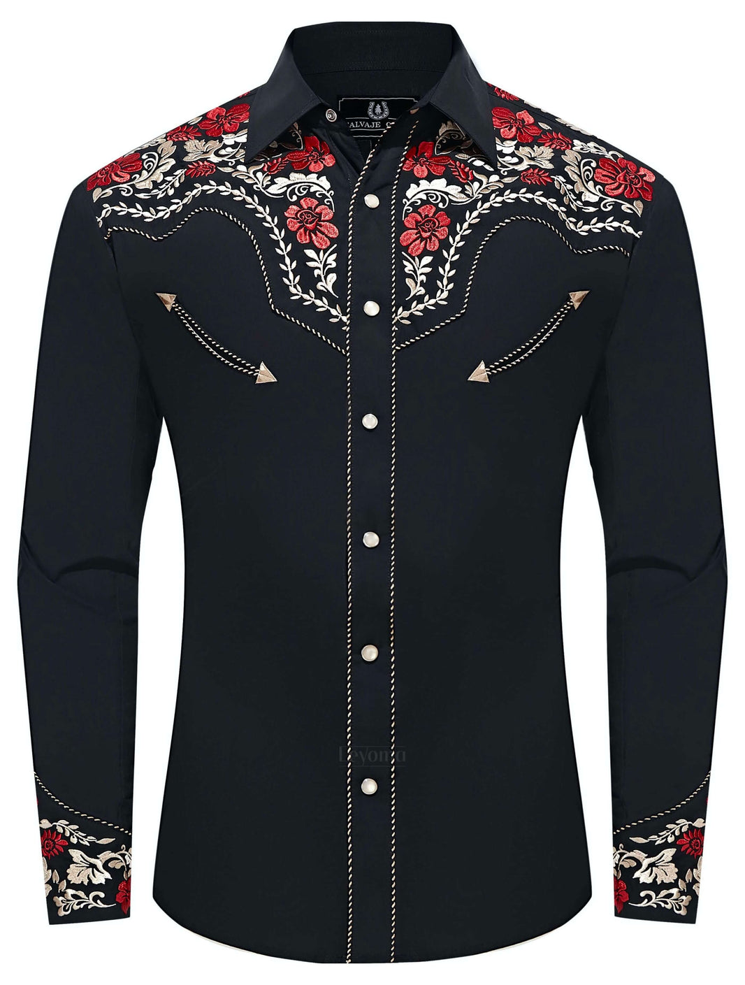 Men’s Western Embroidered Pearl Snap Shirts | Cowboy Rodeo Style – Leyoma