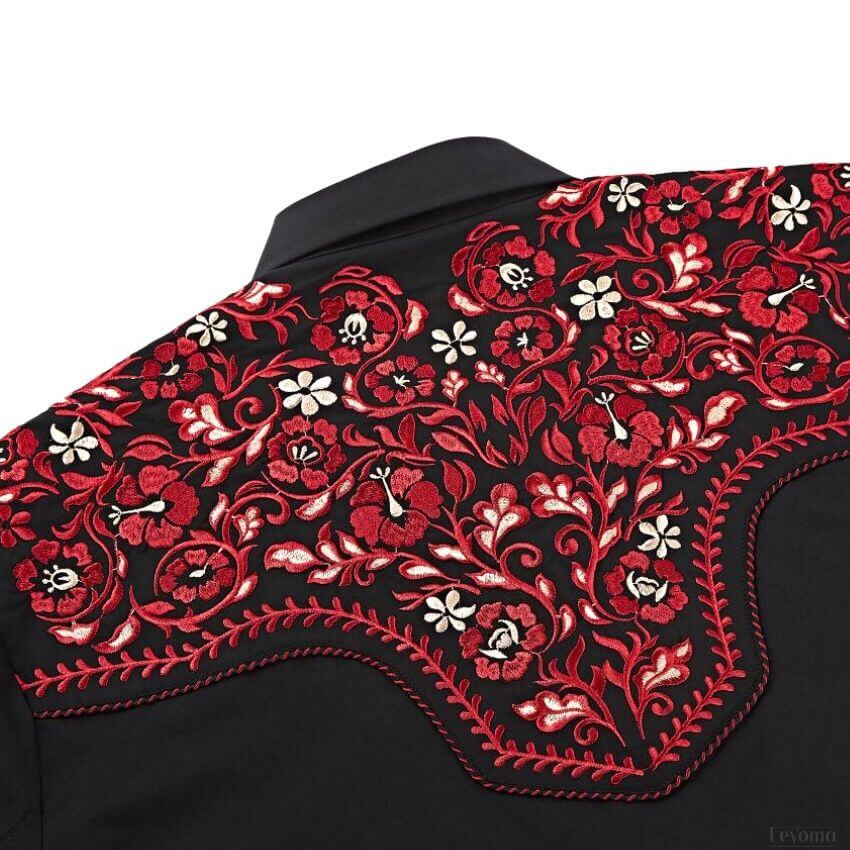 Men's Western Shirt Embroidered Button Up Long Sleeve Cotton Blend by ...