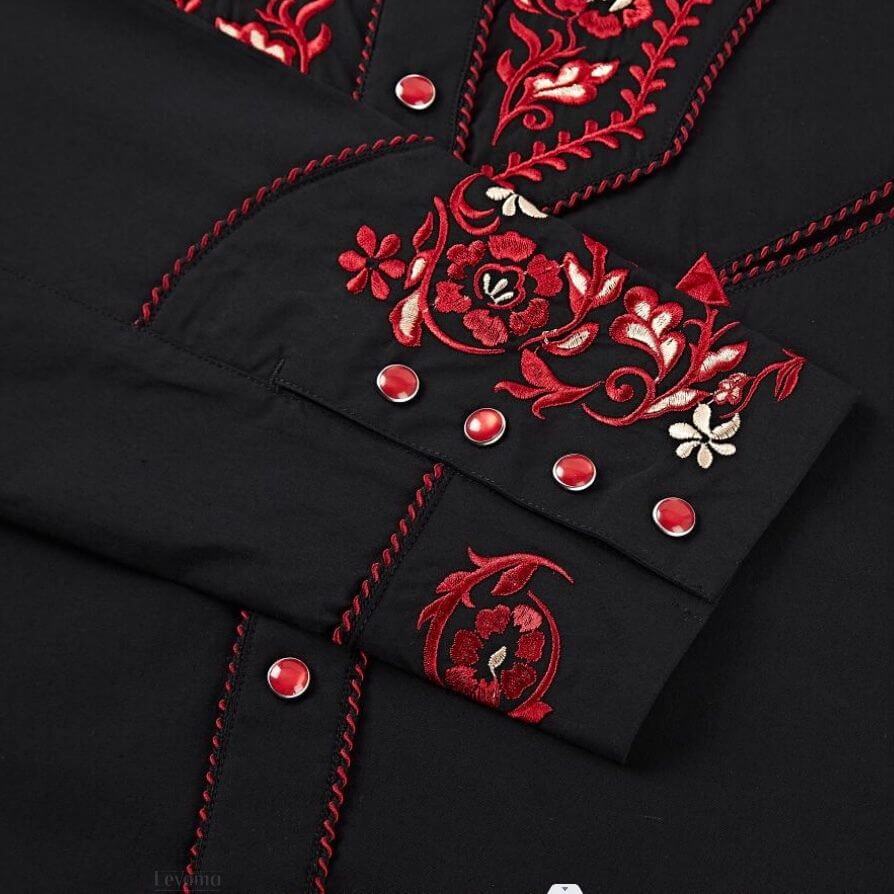 Men's Western Shirt Embroidered Button Up Long Sleeve Cotton Blend by ...